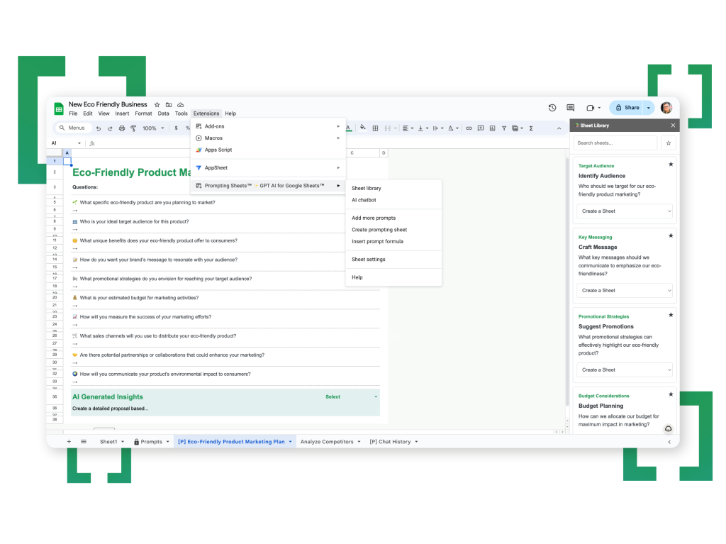 Prompting Sheets - AI-powered Spreadsheets for Google Sheets